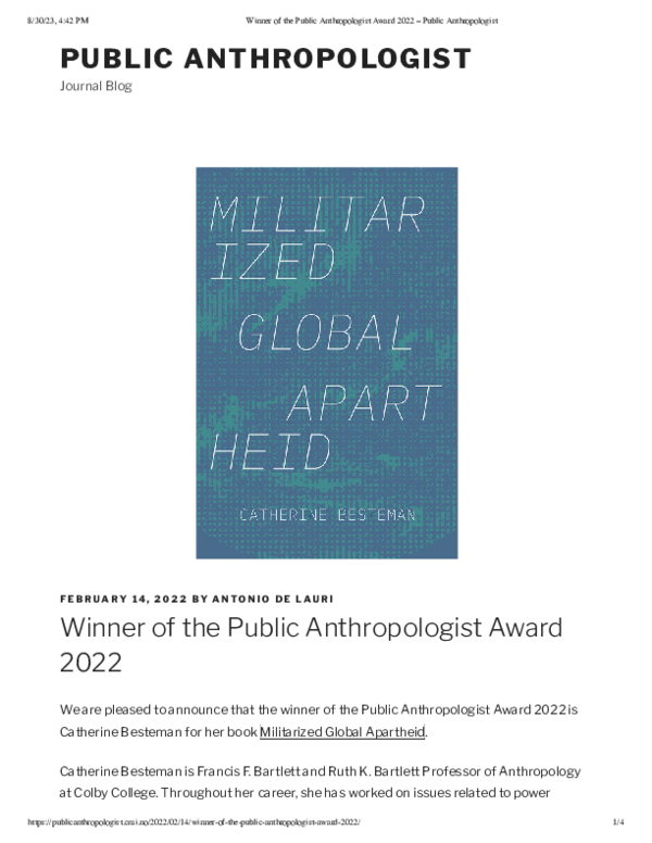 (PDF) Interview, Public Anthropologist