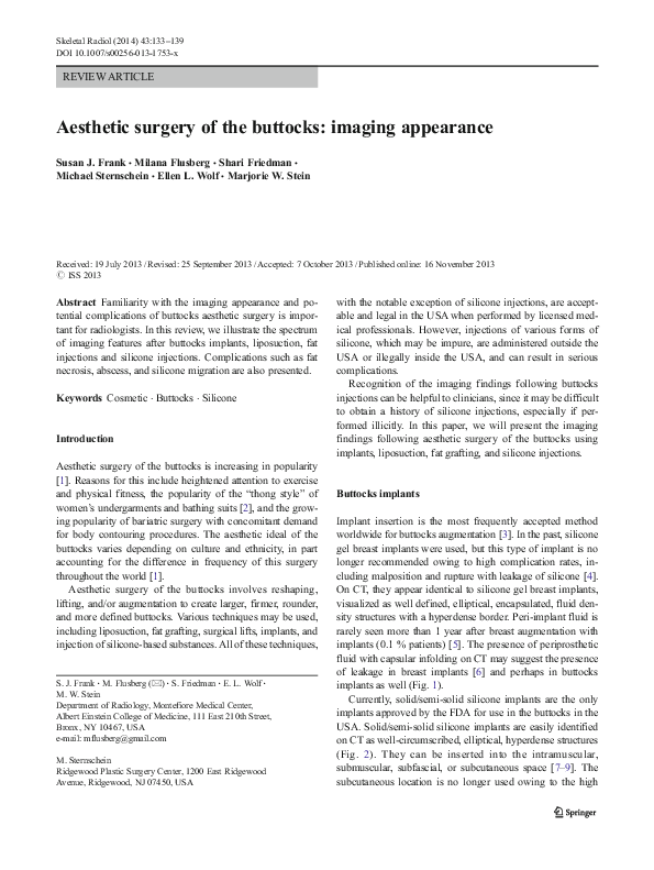 (PDF) Aesthetic surgery of the buttocks: imaging appearance