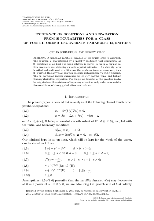 Pdf Existence Of Solutions And Separation From Singularities For A Class Of Fourth Order