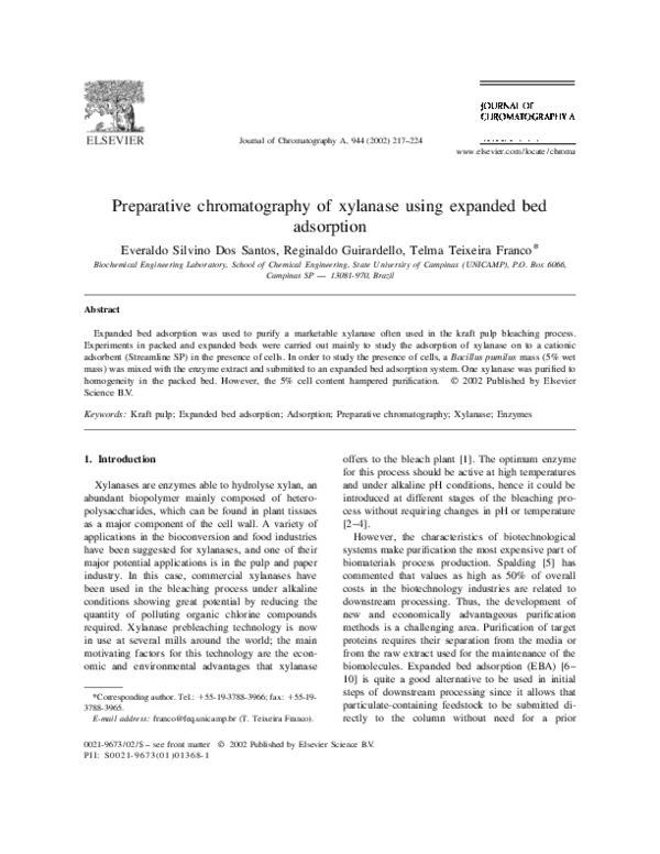 (PDF) Preparative chromatography of xylanase using expanded bed adsorption