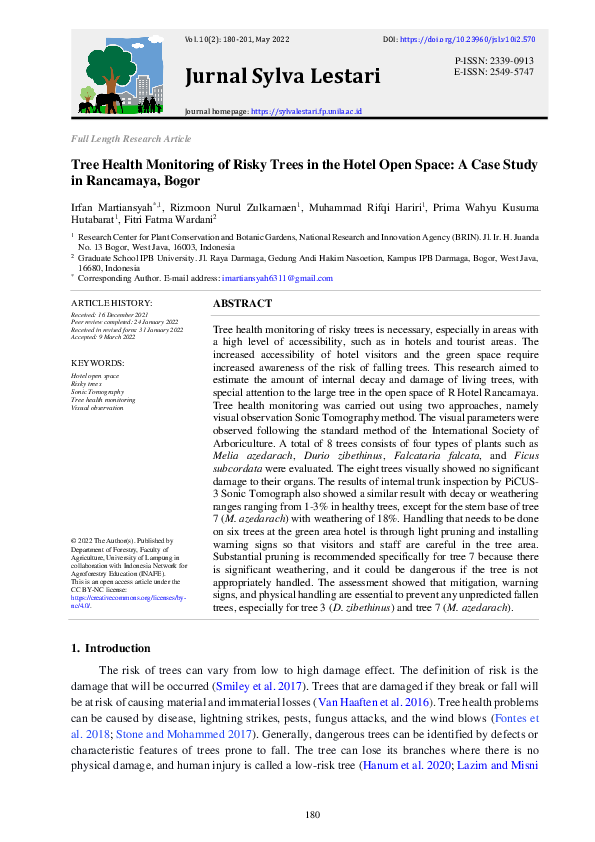 (PDF) Tree Health Monitoring of Risky Trees in the Hotel Open Space: A ...