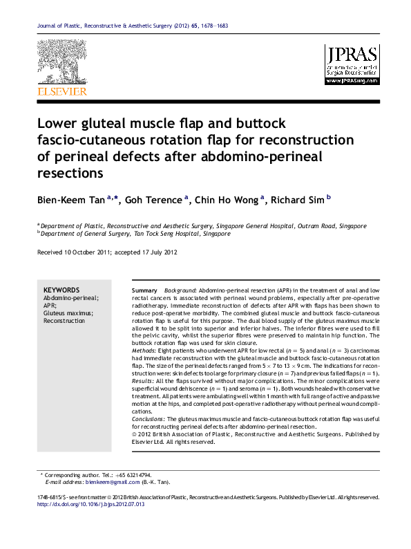 (PDF) Lower gluteal muscle flap and buttock fascio-cutaneous rotation ...