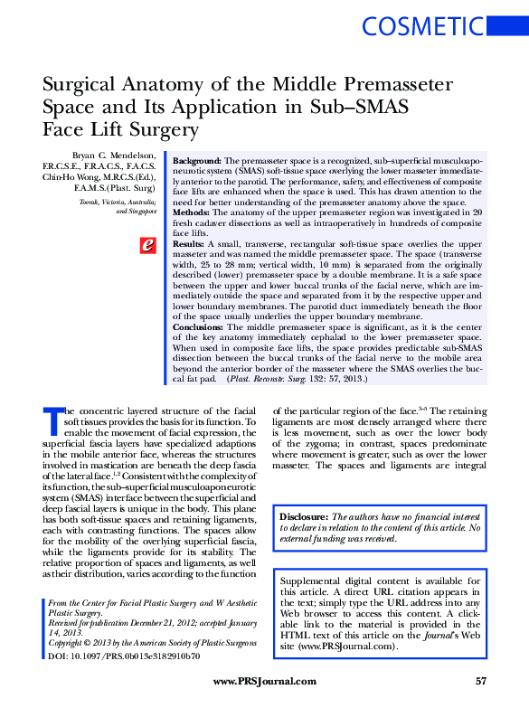 (PDF) Surgical Anatomy of the Middle Premasseter Space and Its ...