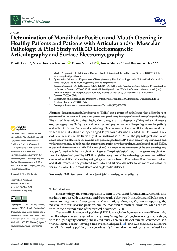 (PDF) Determination of Mandibular Position and Mouth Opening in Healthy ...