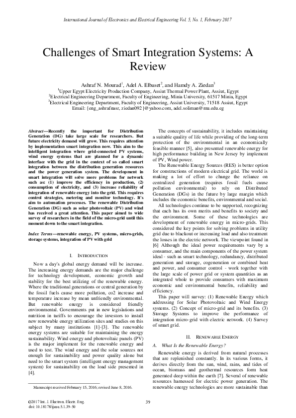 (PDF) Challenges of Smart Integration Systems: A Review