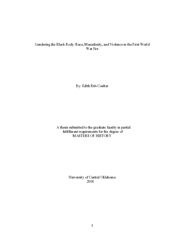 (PDF) Gendering the black body : race, masculinity, and violence in the ...