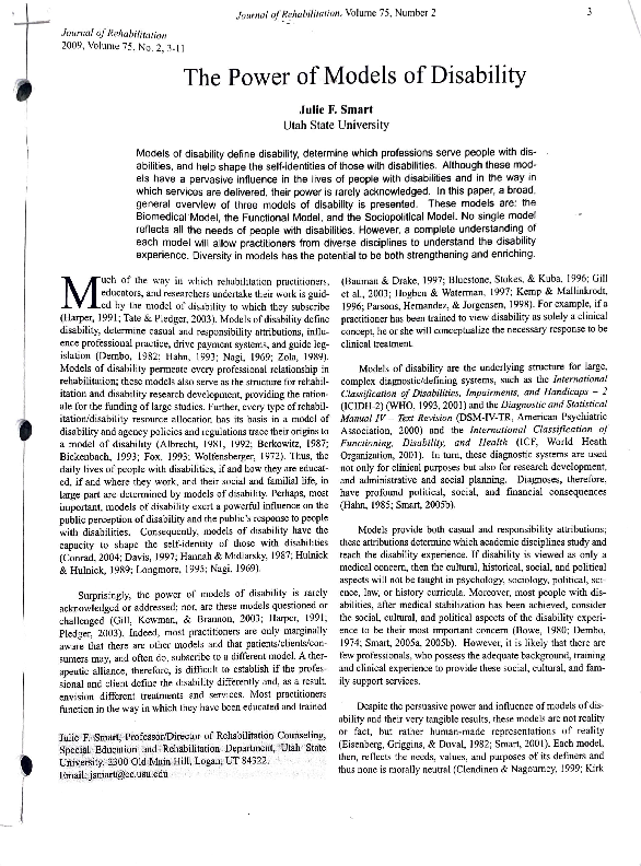 (PDF) The Power of Models of Disability