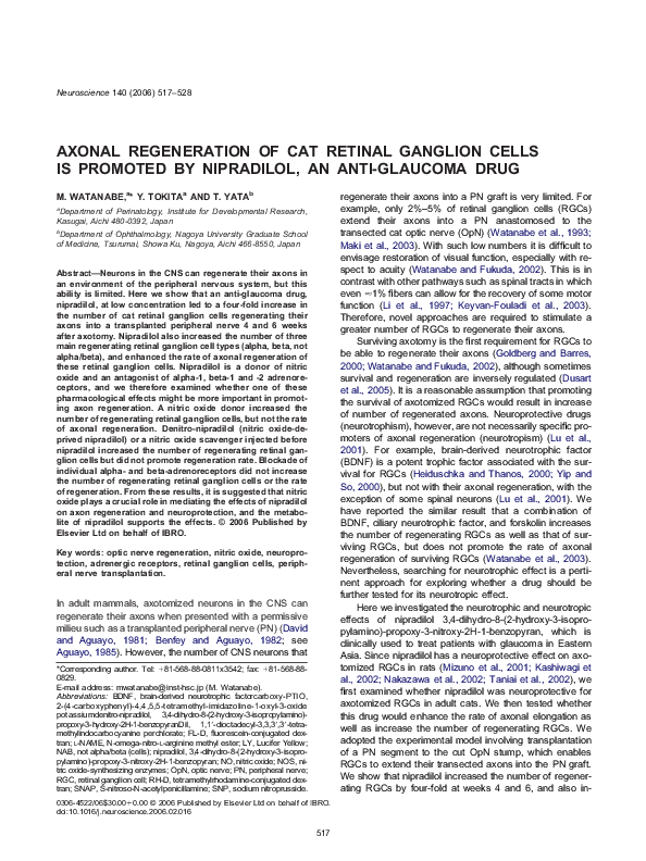 (PDF) Axonal regeneration of cat retinal ganglion cells is promoted by ...