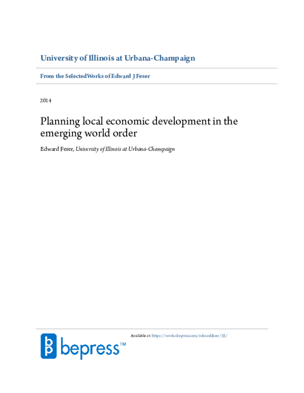 (PDF) Planning local economic development in the emerging world order