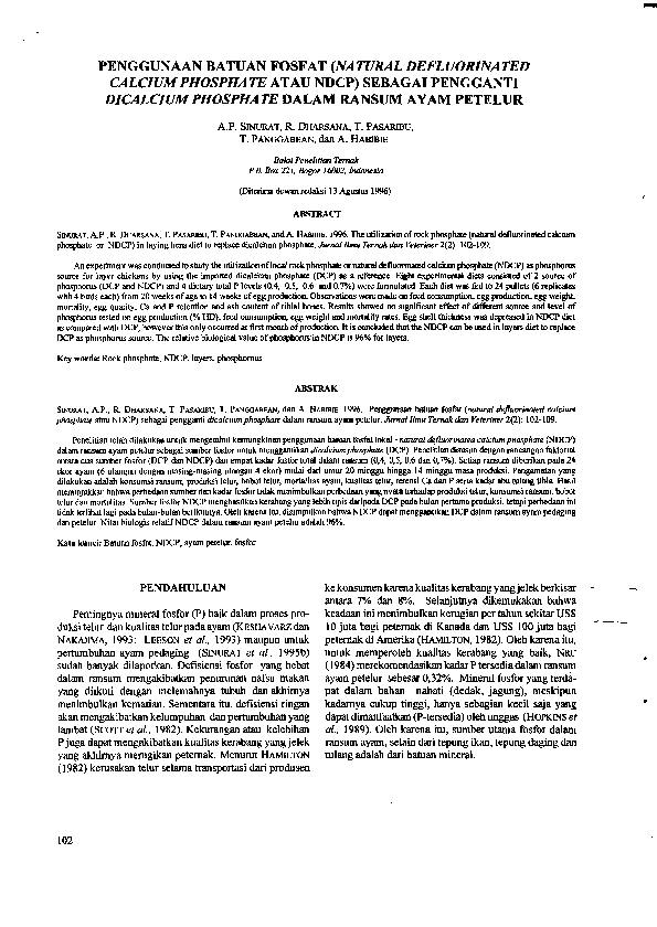 (PDF) The utilization of rock phosphate (natural defluorinated calcium ...