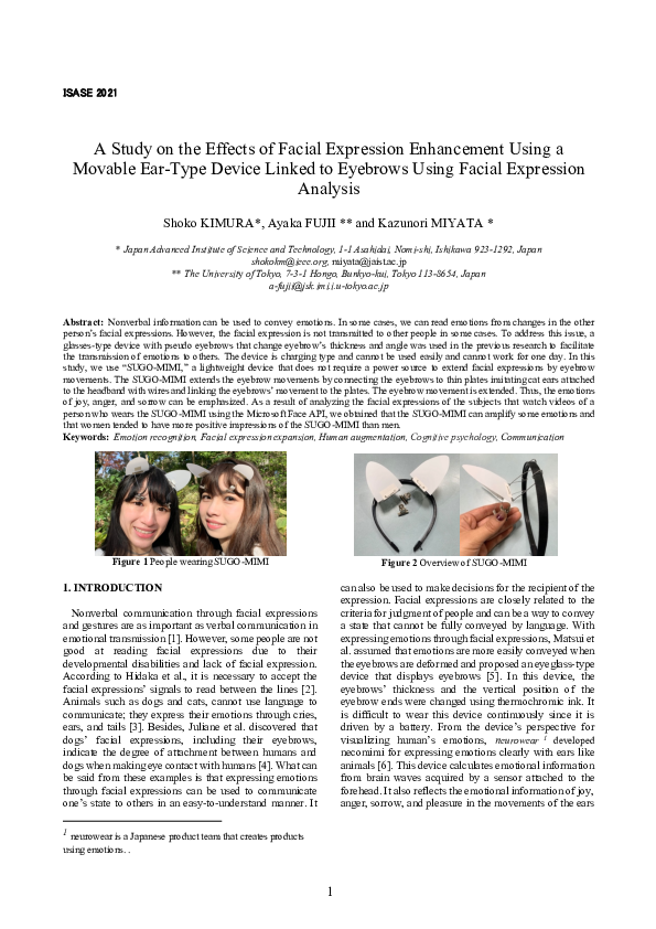 (PDF) A Study on the Effects of Facial Expression Enhancement Using a ...