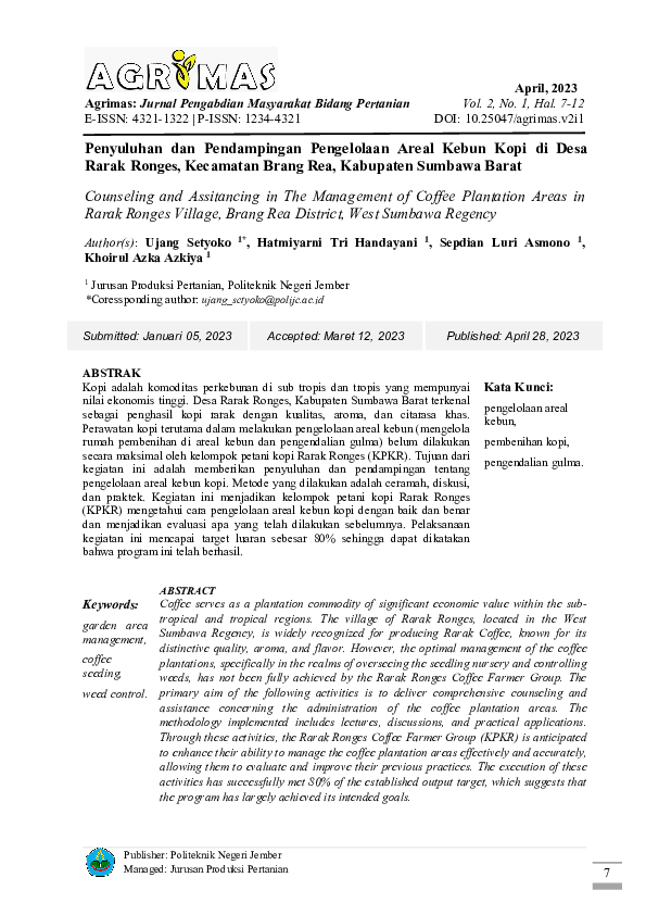 (PDF) Penyuluhan dan Pendampingan Pengelolaan Areal Kebun Kopi di Desa ...
