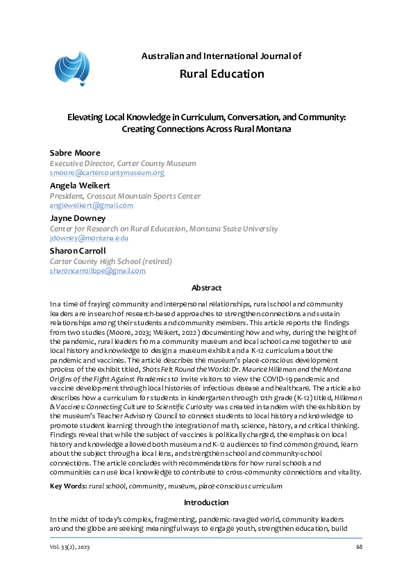 (PDF) Elevating Local Knowledge in Curriculum, Conversation and Community