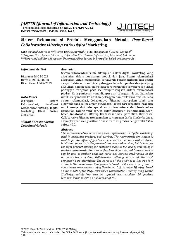 (PDF) Sistem Rekomendasi Produk Menggunakan Metode User-Based ...