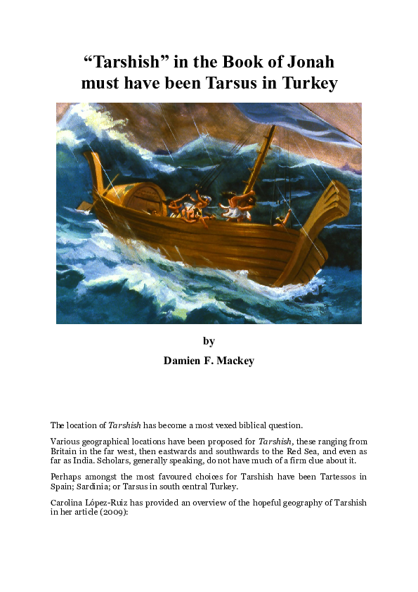 (DOC) "Tarshish" in the Book of Jonah must have been Tarsus in Turkey