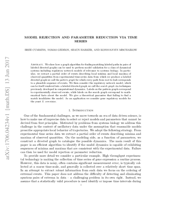 (PDF) Model Rejection and Parameter Reduction via Time Series