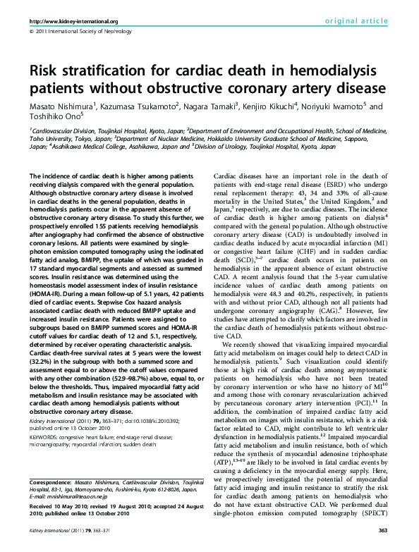 (PDF) Risk stratification for cardiac death in hemodialysis patients ...