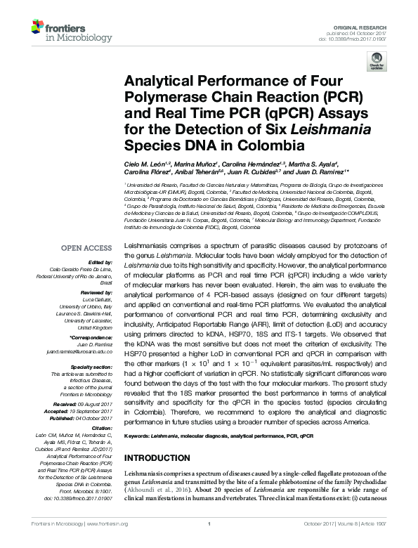 Pdf Analytical Performance Of Four Polymerase Chain Reaction Pcr And Real Time Pcr Qpcr