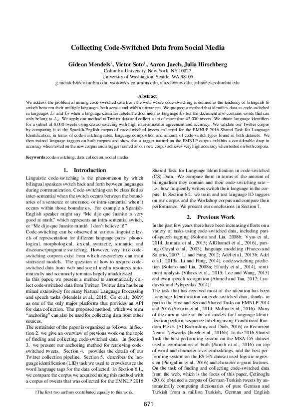 Pdf Mining Code Switched Data From Social Media Platforms
