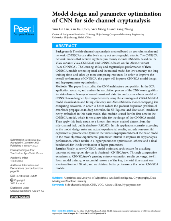 (PDF) Model design and parameter optimization of CNN for side-channel ...