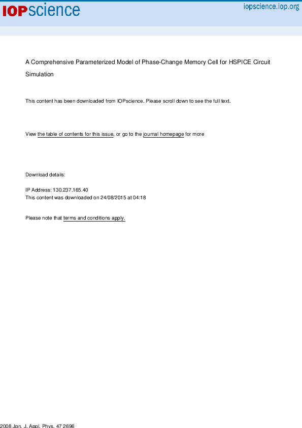 (PDF) A Comprehensive Parameterized Model of Phase-Change Memory Cell ...