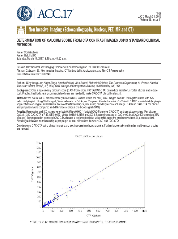 (PDF) Determination of Calcium Score from Cta Contrast Images Using ...