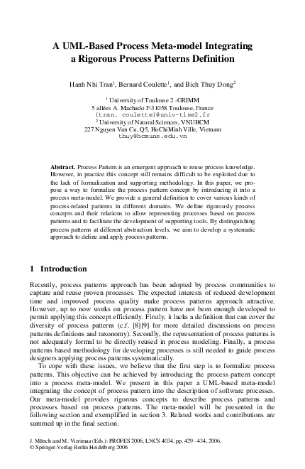 (PDF) A UML-Based Process Meta-model Integrating a Rigorous Process Patterns Definition | BÍCH ...