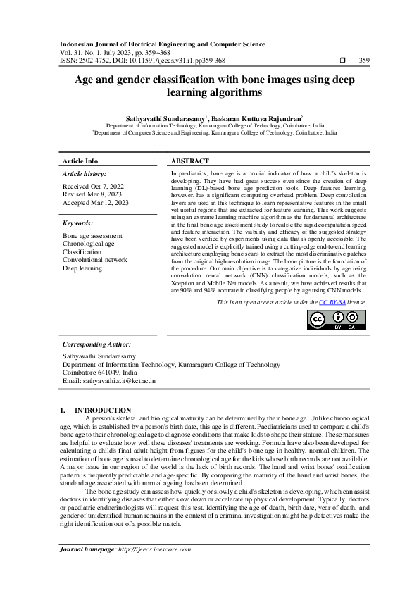 (PDF) Age and gender classification with bone images using deep ...