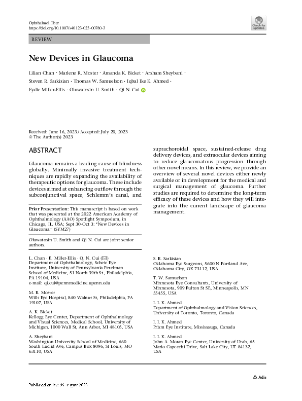 (PDF) New Devices in Glaucoma