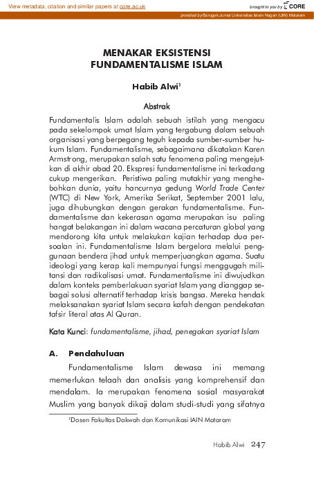(PDF) Menakar Eksistensi Fundamentalisme Islam | Habib Alwi - Academia.edu