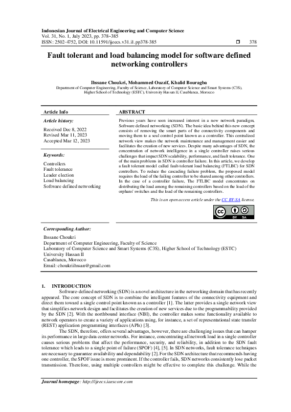 Pdf Load Balancing For Fault Tolerant Sdn Controllers