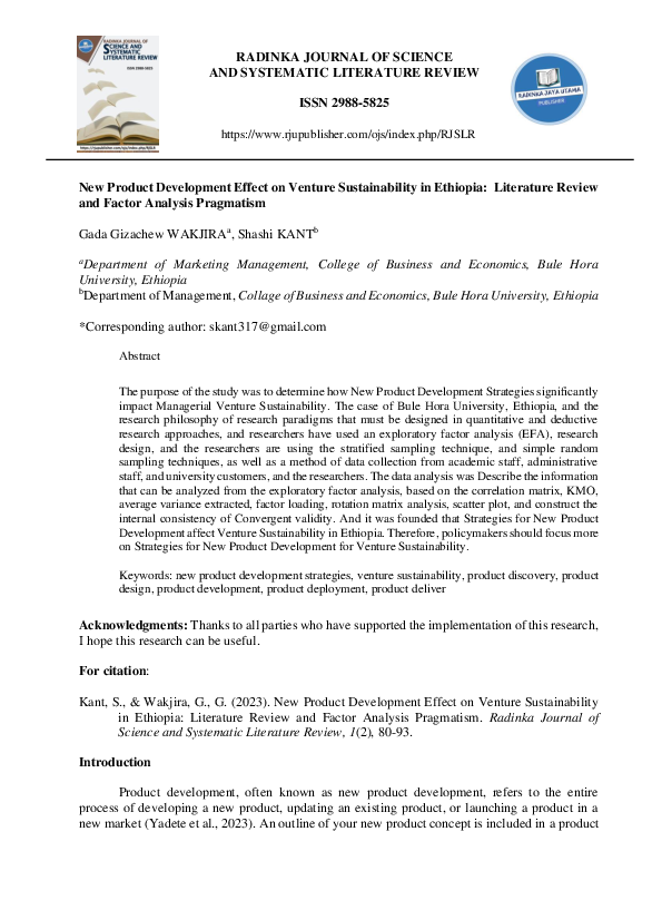 Pdf Exploratory Factor Of New Product Development Practice In Ethiopia