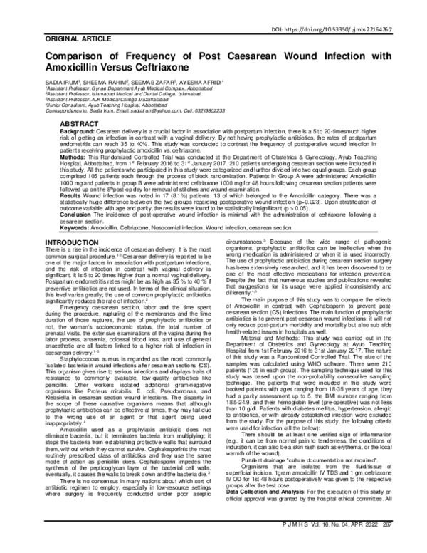 (PDF) Comparison of Frequency of Post Caesarean Wound Infection with ...