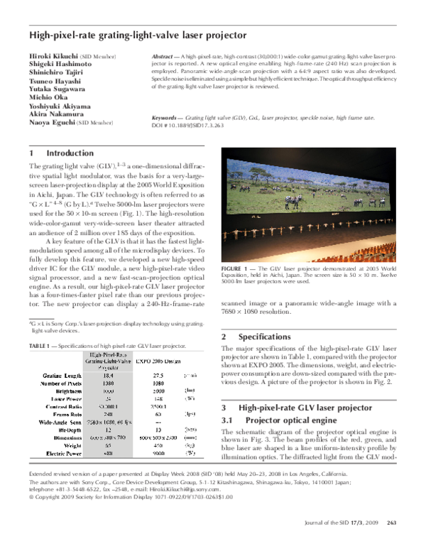 (PDF) High-pixel-rate grating-light-valve laser projector