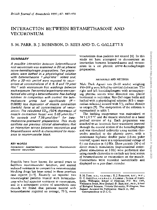 (PDF) Interaction Between Betamethasone and Vecuronium
