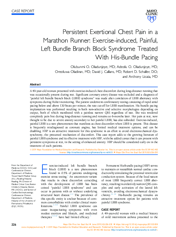 (PDF) Persistent Exertional Chest Pain in a Marathon Runner: Exercise ...