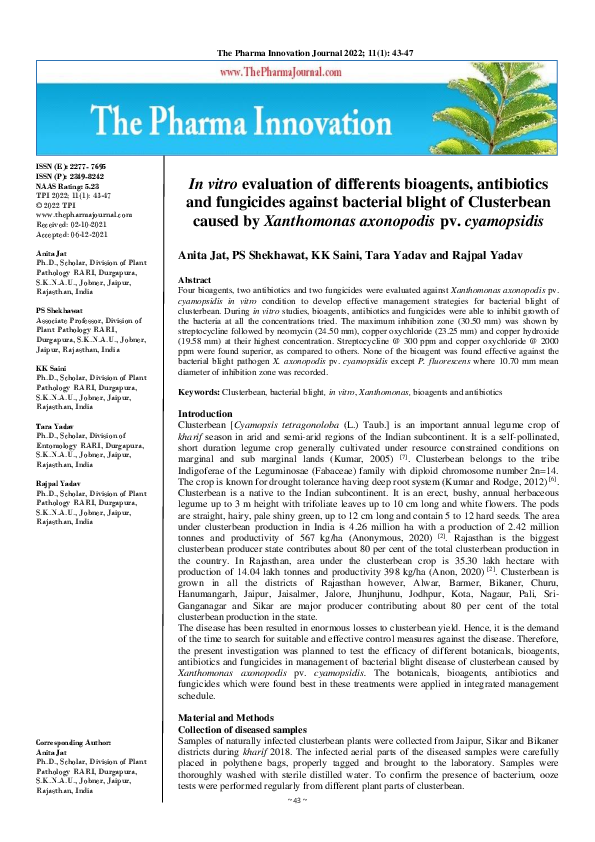 (PDF) In vitro evaluation of differents bioagents, antibiotics and fungicides against bacterial ...