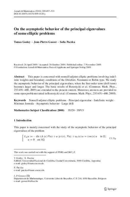 (PDF) On the asymptotic behavior of the principal eigenvalues of some ...
