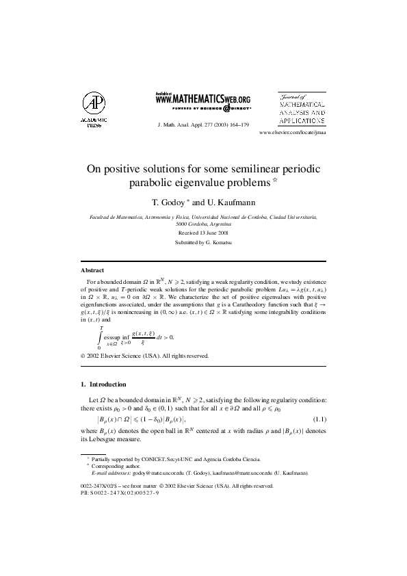 (PDF) On positive solutions for some semilinear periodic parabolic eigenvalue problems