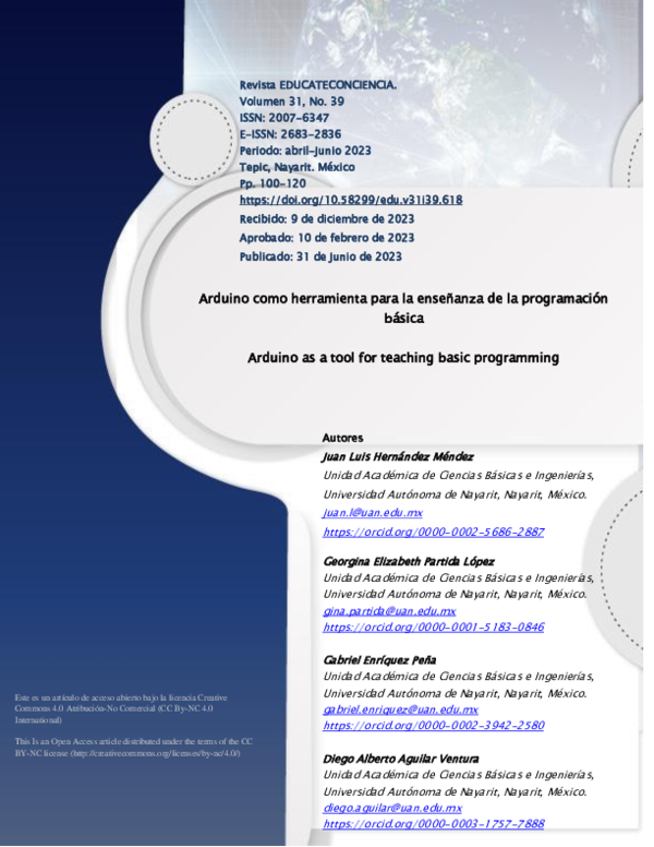 (PDF) Arduino como herramienta para la enseñanza de la programación básica
