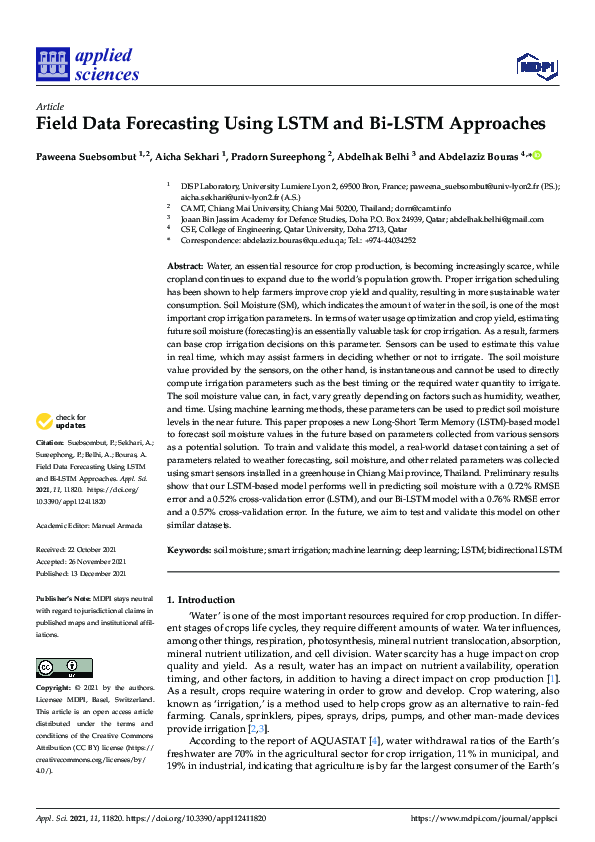 Pdf Field Data Forecasting Using Lstm And Bi Lstm Approaches