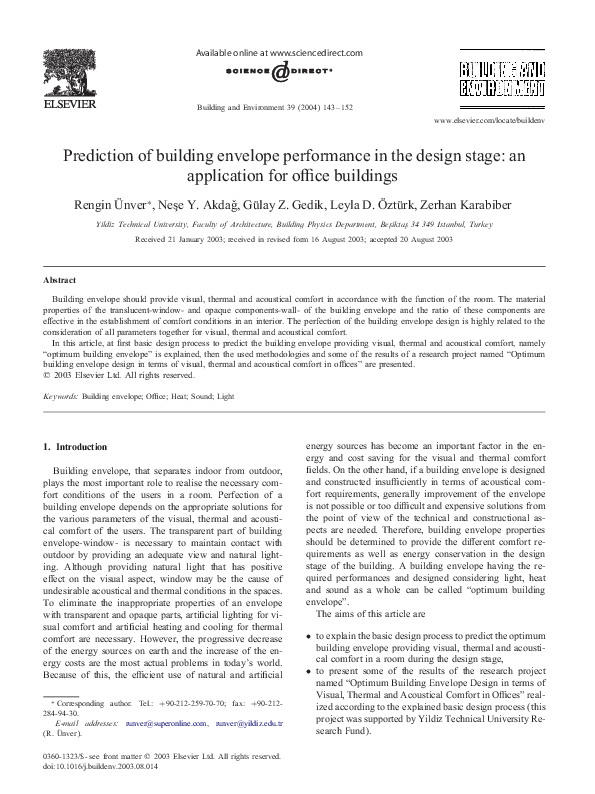 (PDF) Prediction of building envelope performance in the design stage: an application for office ...