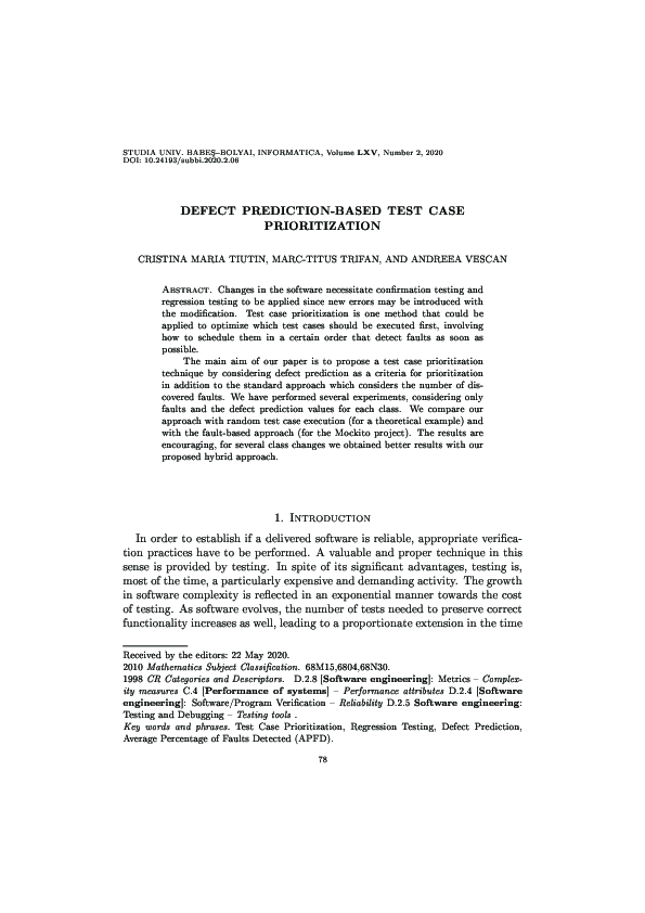 (PDF) Defect Prediction-Based Test Case Prioritization