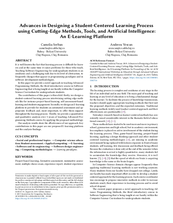 (PDF) Advances in designing a student-centered learning process using ...