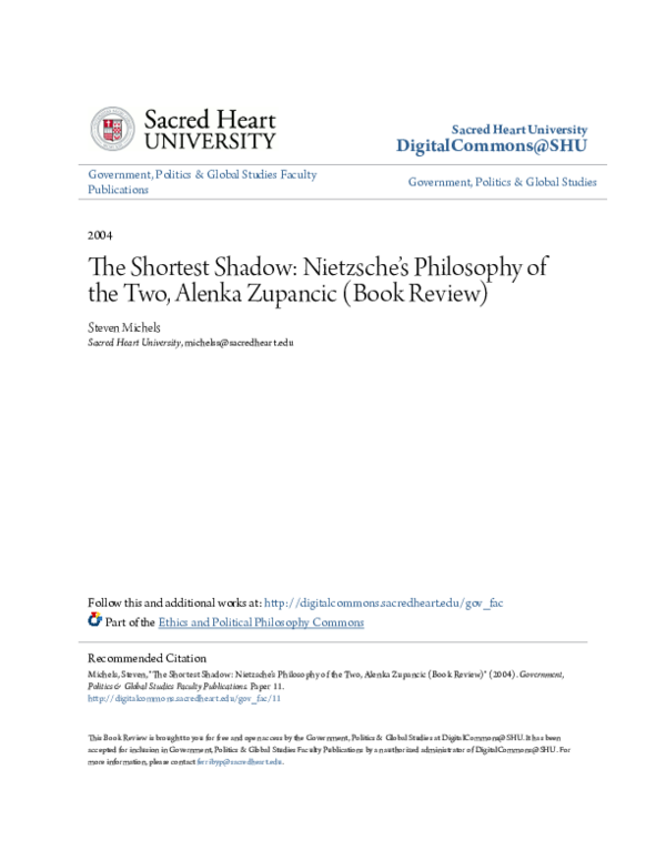 (PDF) The shortest shadow: Nietzsche's philosophy of the two