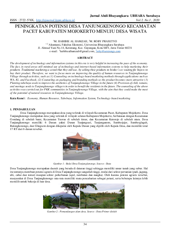 (PDF) Peningkatan Potensi Desa Tanjungkenongo Kecamatan Pacet Kabupaten Mojokerto Menuju Desa Wisata