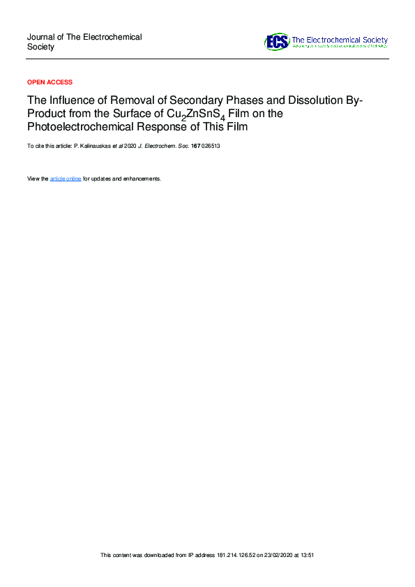 (PDF) The Influence of Removal of Secondary Phases and Dissolution By-Product from the Surface ...