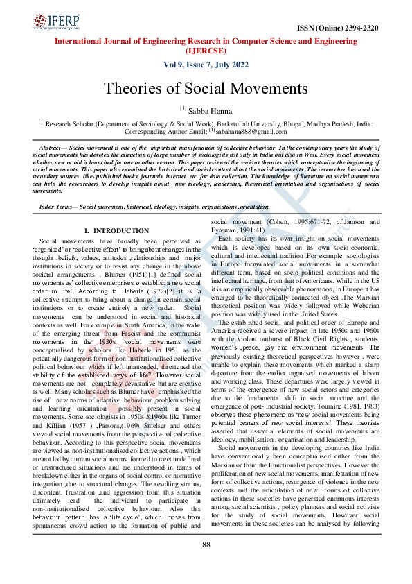 (PDF) Theories of Social Movements