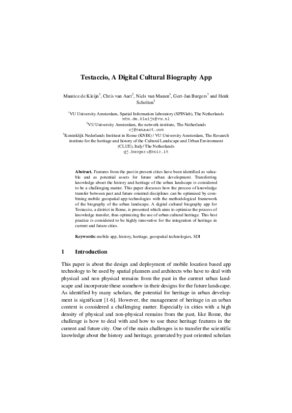(PDF) Testaccio, a Digital Cultural Biography App