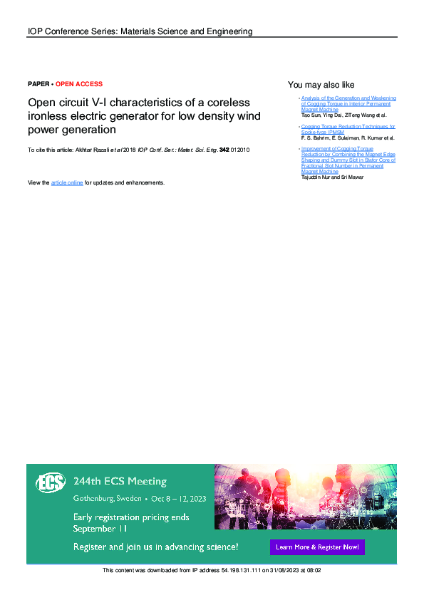 (PDF) Open circuit V-I characteristics of a coreless ironless electric ...